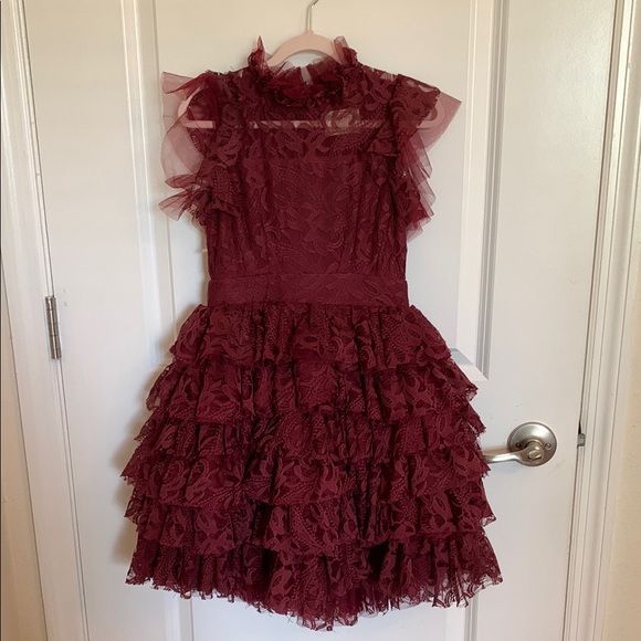 Joyfolie | Dresses | Joyfolie Deep Red Lace Dress | Poshmark